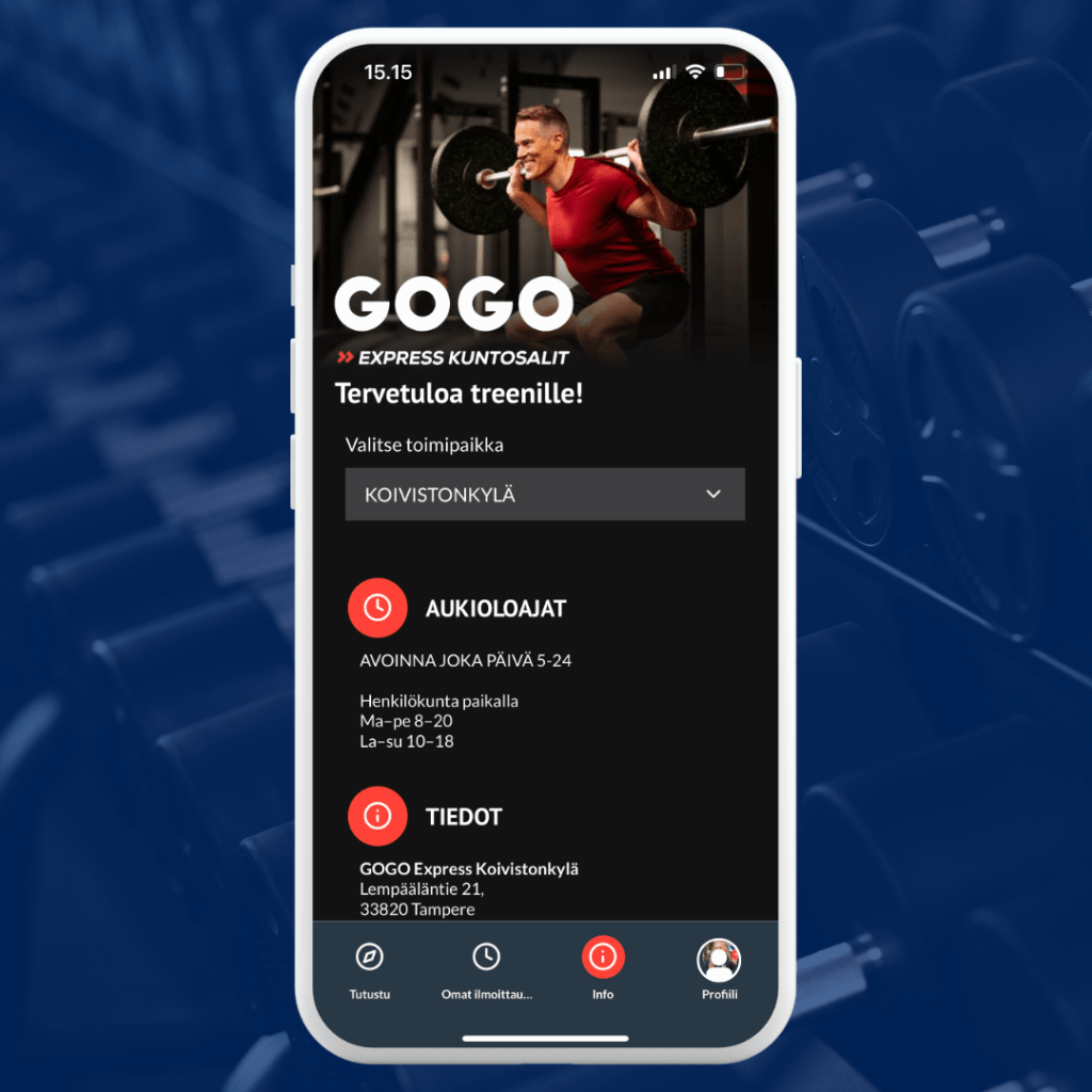 GOGO Express -sovellus - GOGO Express -kuntosalit